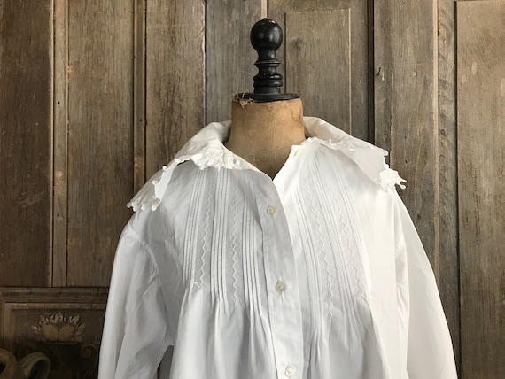French Chemise Blouse, Ruffle Peasant Shirt, Ruffle C… - Gem