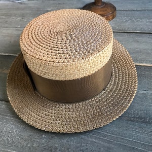 French Straw Boater Hat, Brown Ribbon Bow, Prop, Made in England - Etsy