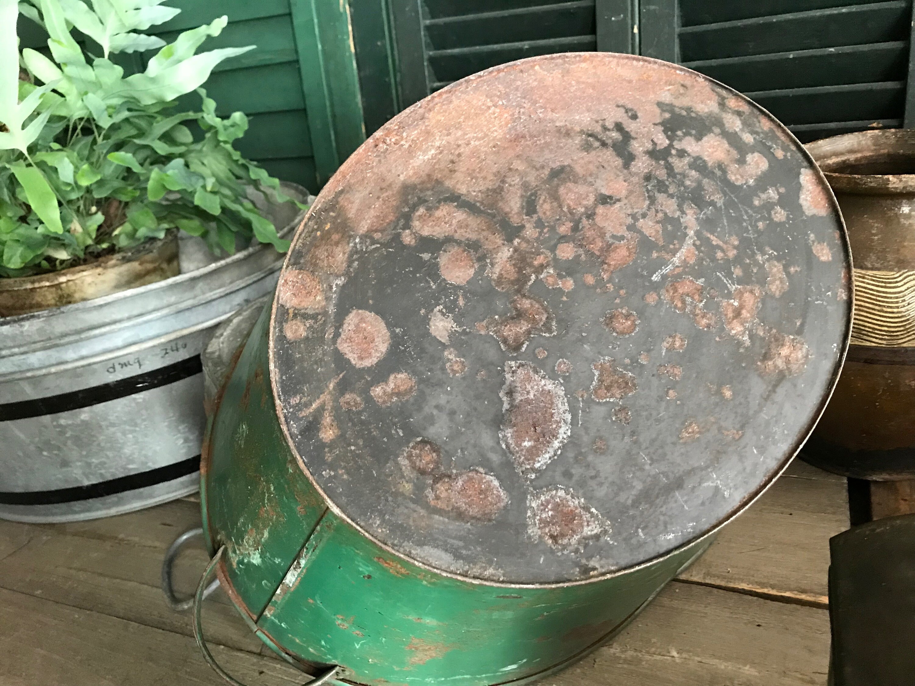 1 Zinc Iron Planter Bucket, Flower Container, Industrial Farmhouse ...