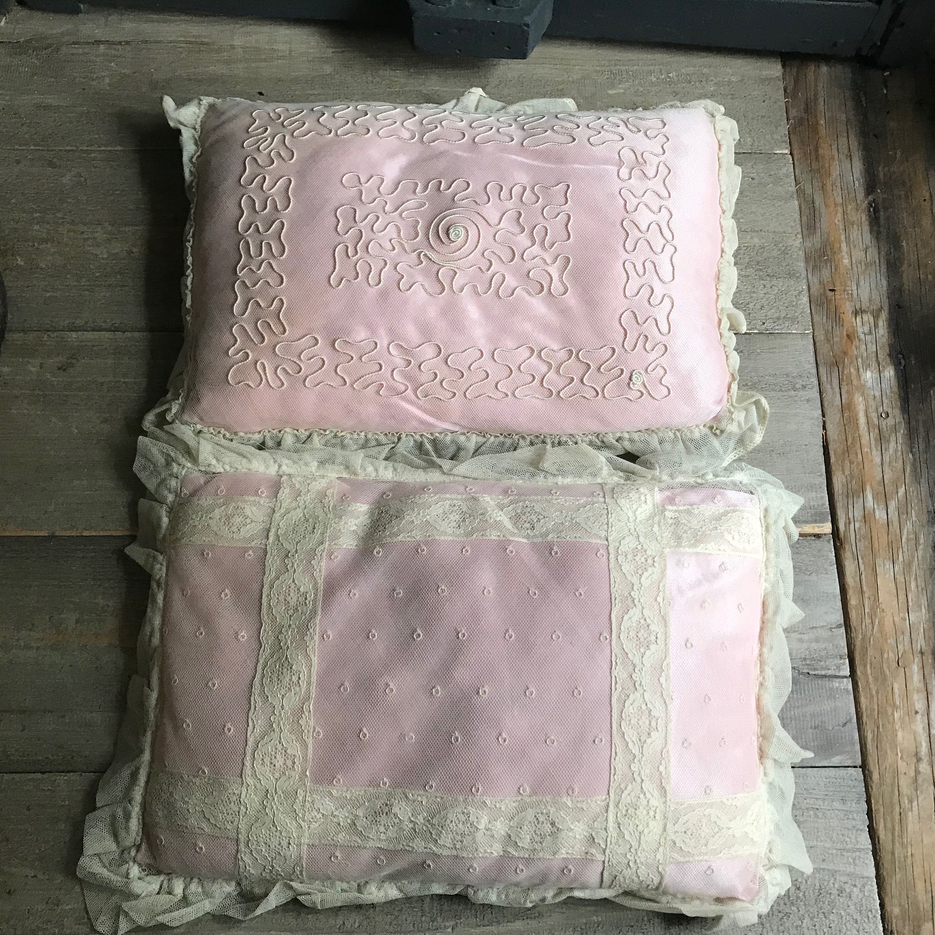 1 Normandy Pink Lace Pillow French Lace Pink Silk Wedding | Etsy