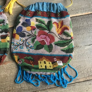 1 Civil War Era Beaded Bag, Handbag, Purse, Glass Beaded, Drawstring ...
