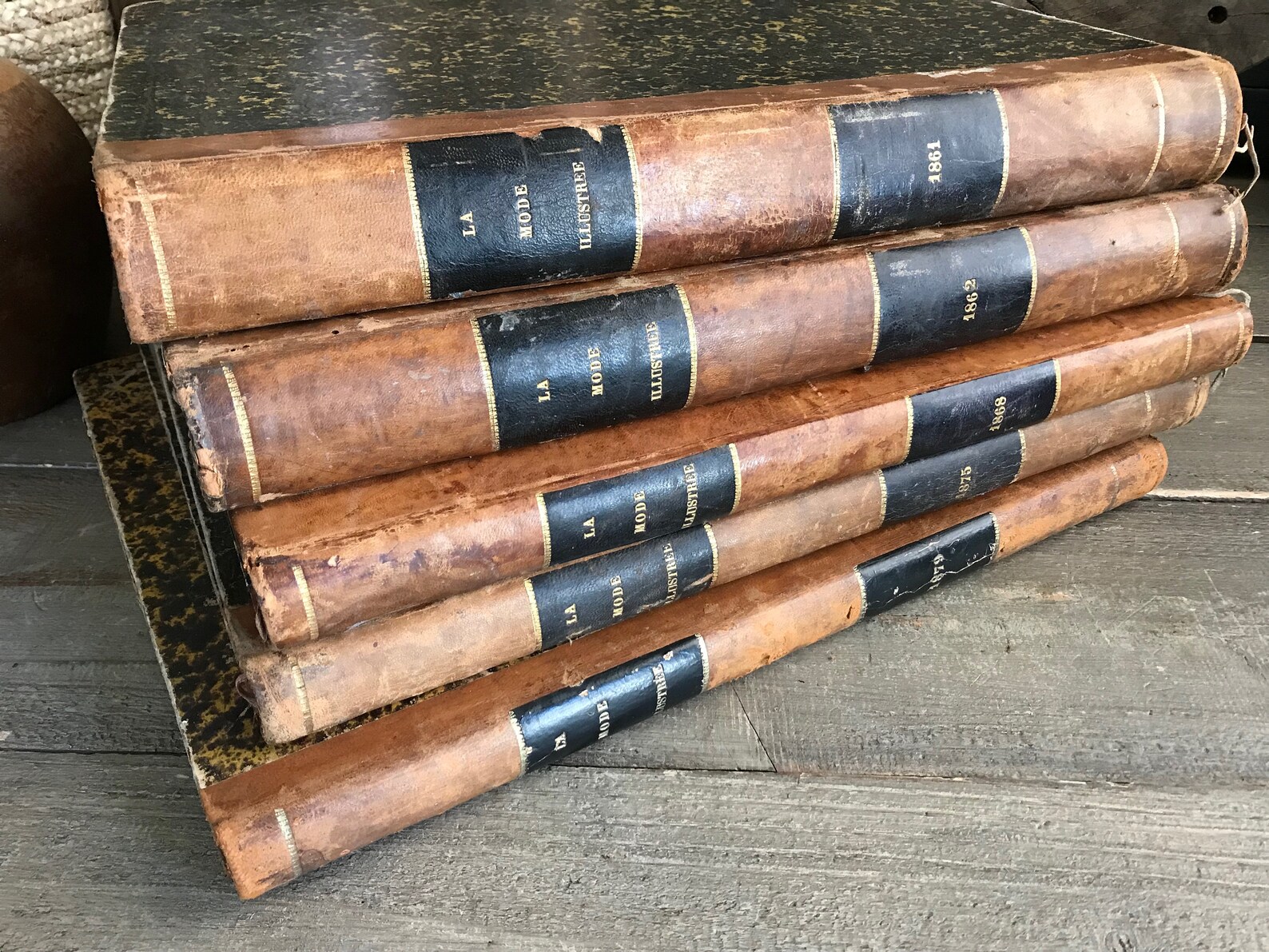 19th C French Leather Books 1860s La Mode Illustrée Fashion | Etsy