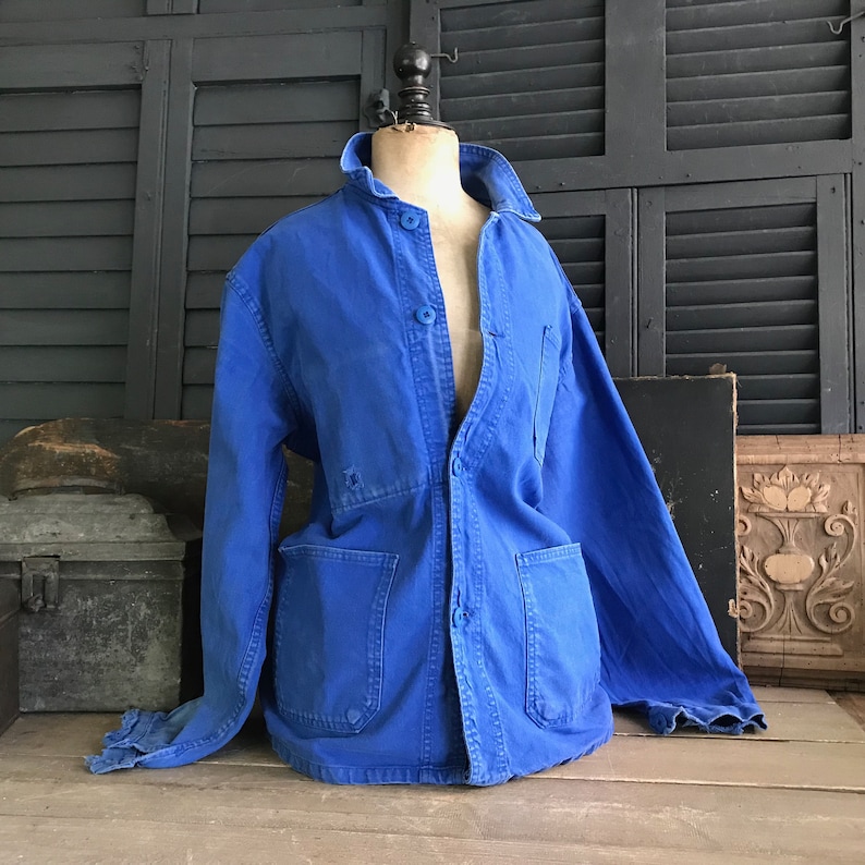 French Chore Jacket Blue De Travail Cotton Twill Garden - Etsy
