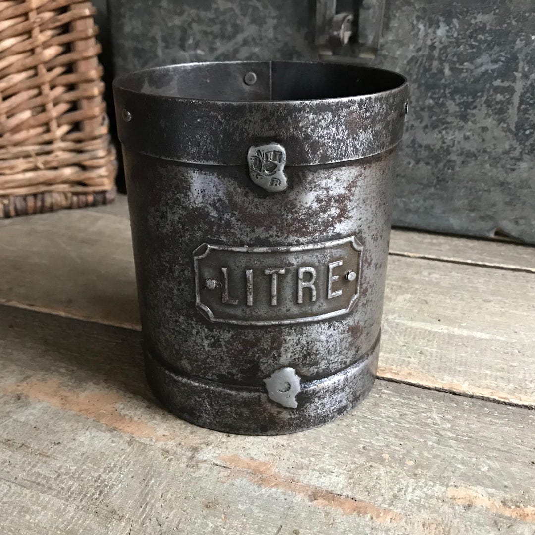 French Metal Measure Canister, 1 Liter, Dry Grains, 19th C, Historical ...