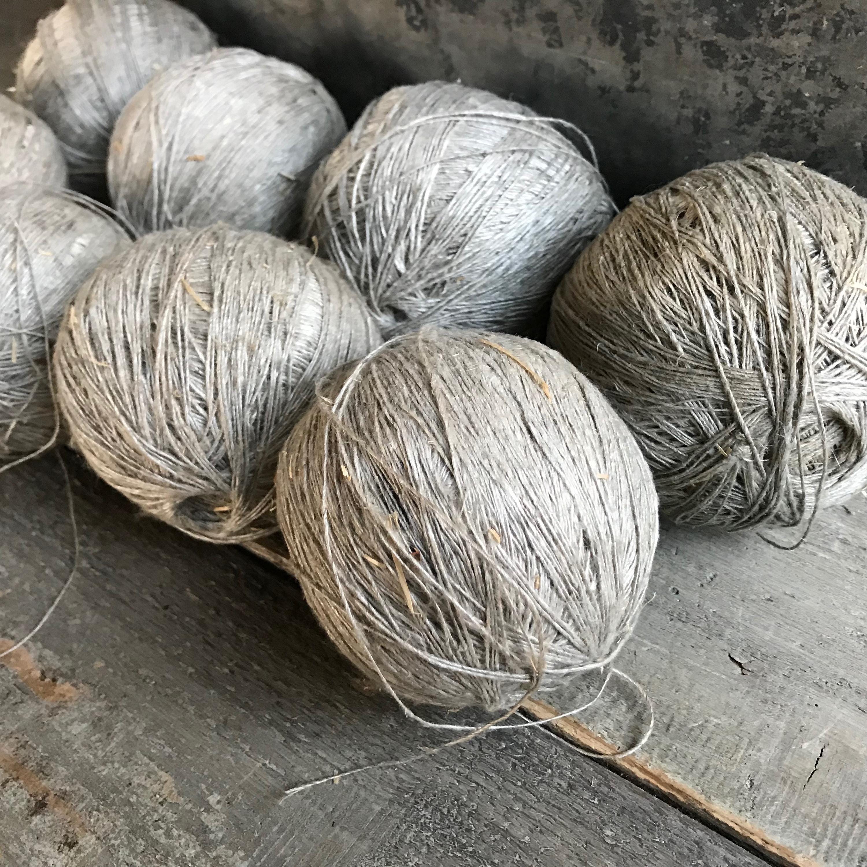 19th C French Chanvre Thread, Raw Linen Yarn, Home Hand Spun Linen ...