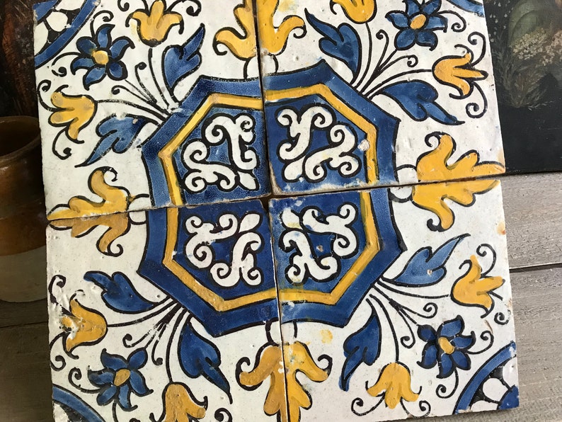 French Tile Frieze Terracotta Pottery Tiles Indigo Blue - Etsy