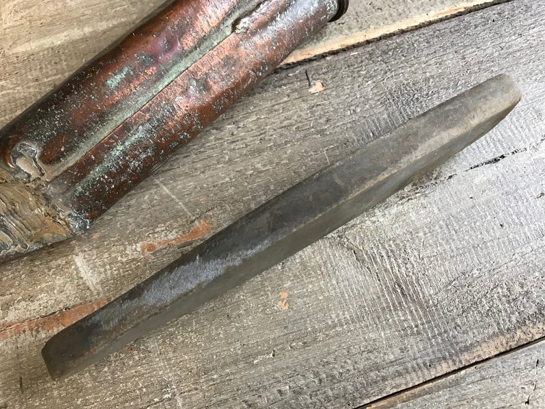 19th C French Copper Sheath, Farmers Scythe Sharpener, Sharpening Stone ...