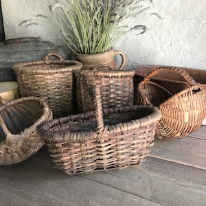 Small Rustic Willow Basket, Antique, Handmade, Flowers, Garden Basket ...