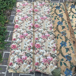 1 French Floral Print Cotton, Fabric Remnant, Pink Roses, Historical ...