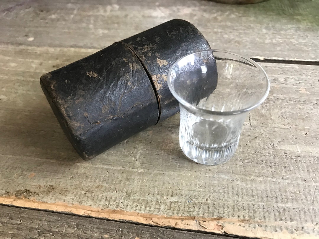 French Travel Shot Glass Leather Case Period Prop Etsy