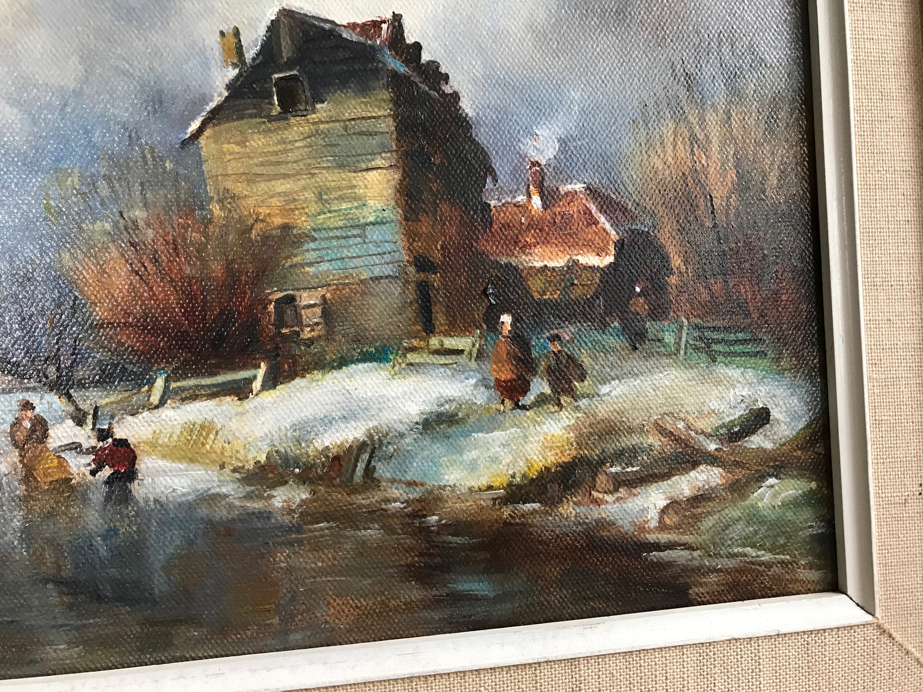 Oil on Canvas Painting, MJ Rendell, British Painter, Dutch Pastoral ...