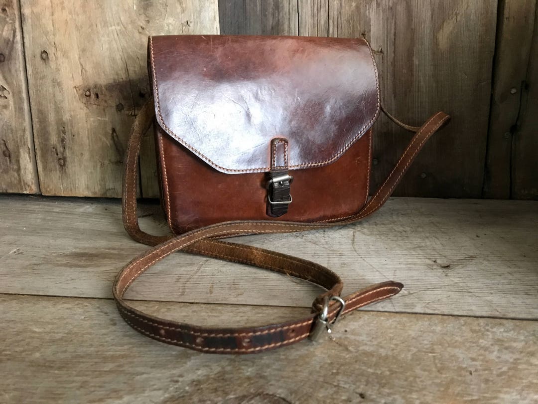 Vintage English Leather Handbag, Artisan Crafted, Chestnut Brown ...