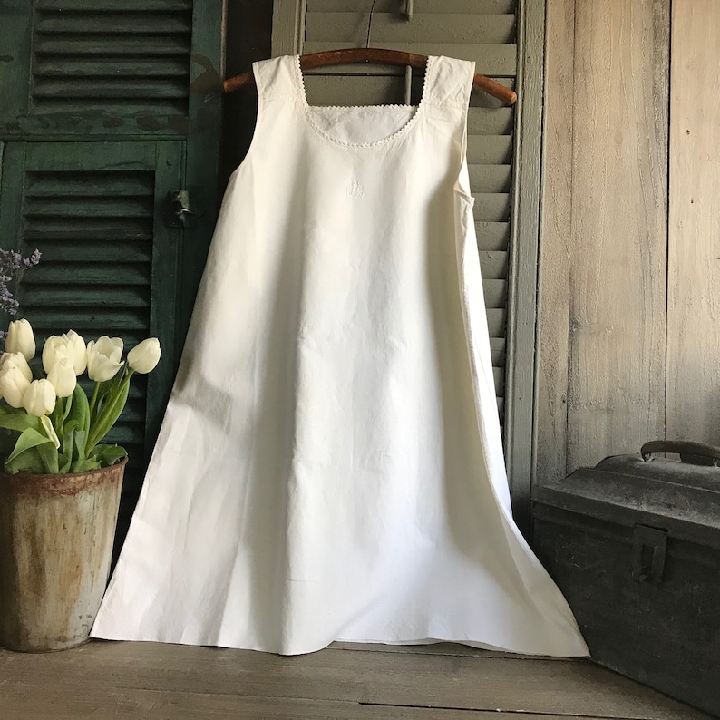 French Linen Chemise Nightgown Embroidered Monogram - Etsy