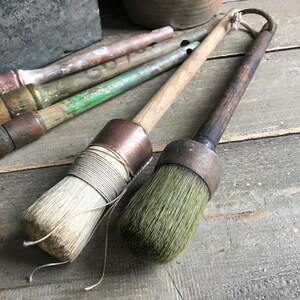 French Copper Paint Brush, Large Round Brush, Industrial Decor, Wood ...