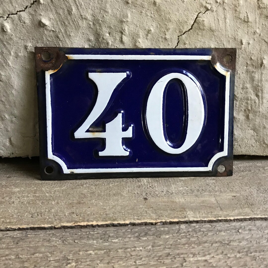 French Enamel Sign, Street Address Sign, Cobalt Blue White Traditional ...