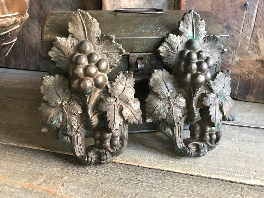 Pair French Bronze Plaques, 19th C, Grape Vine Design, Garniture, Wall ...