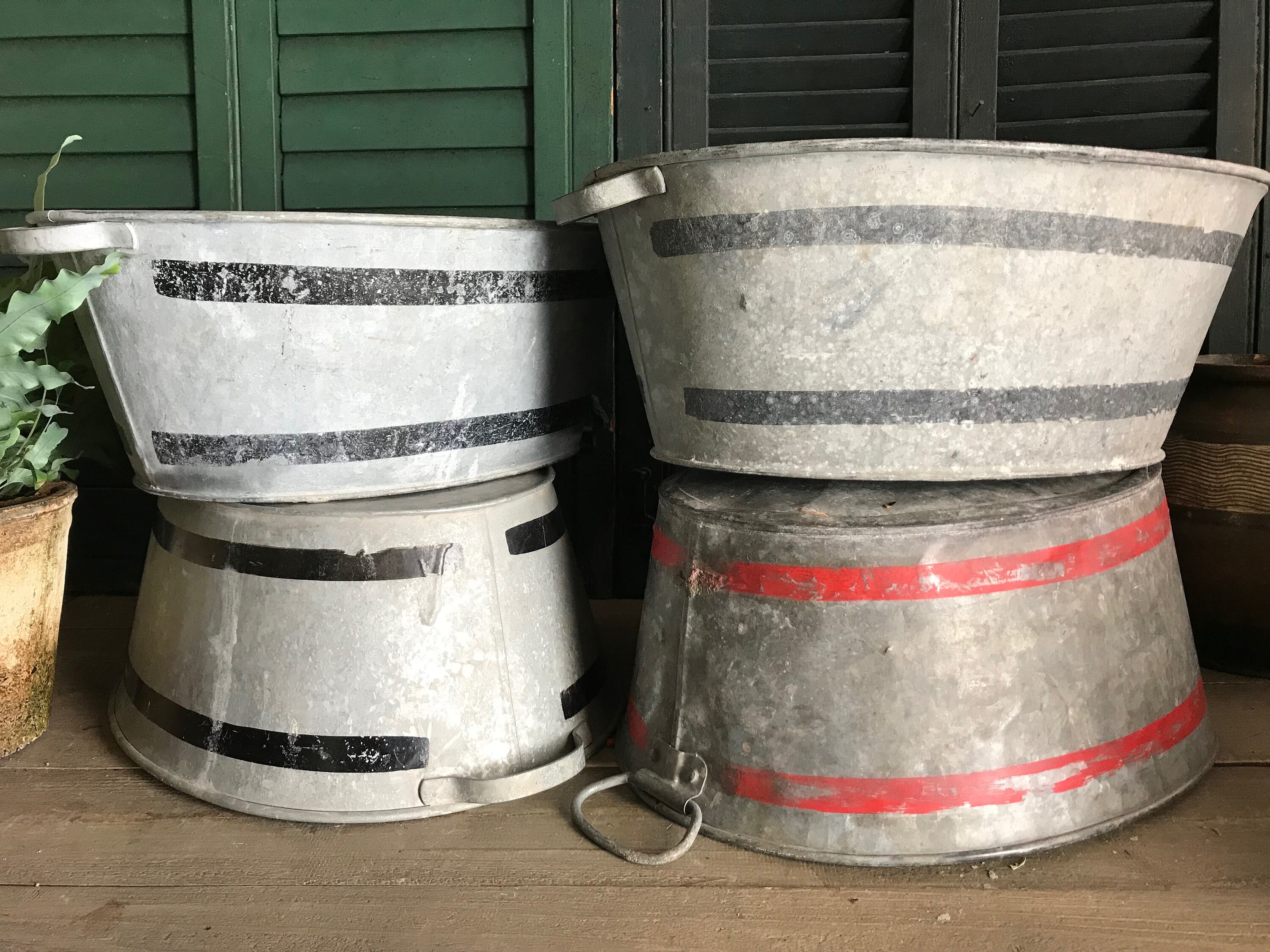 1 Zinc Iron Planter Bucket, Flower Container, Industrial Farmhouse ...