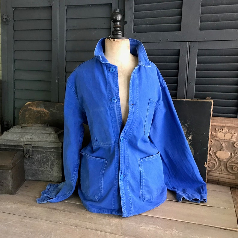 French Chore Jacket Blue De Travail Cotton Twill Garden - Etsy