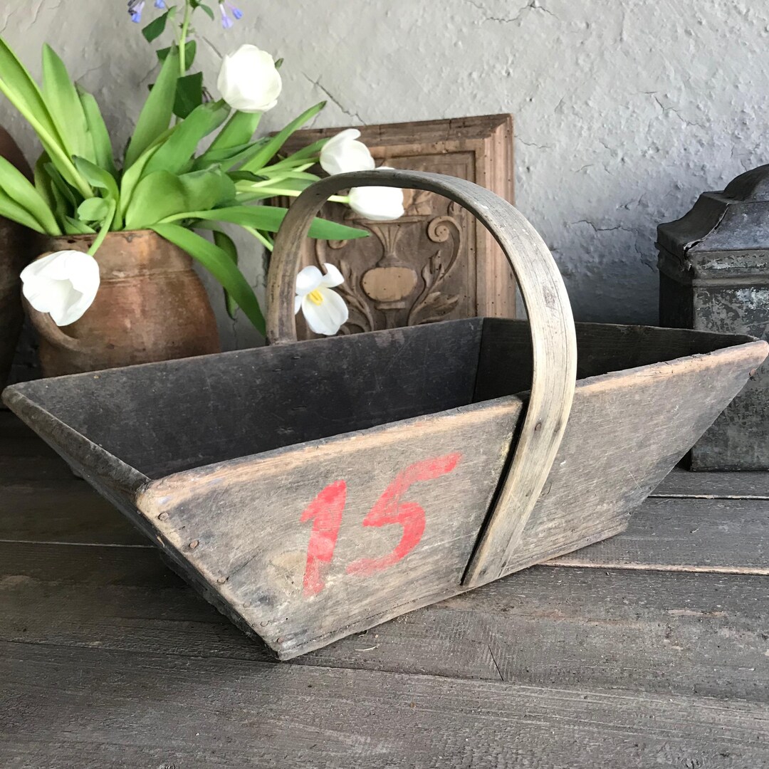 French Rustic Wood Garden Trug, Harvesting Gardening Basket, French ...