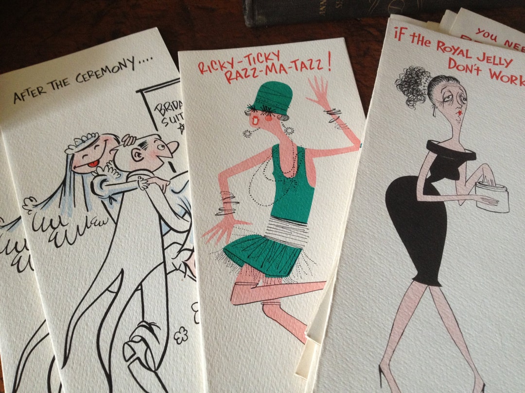 1960s Greeting Cards Box Set, Mid Century Cartoon Humor Cards, New Old ...