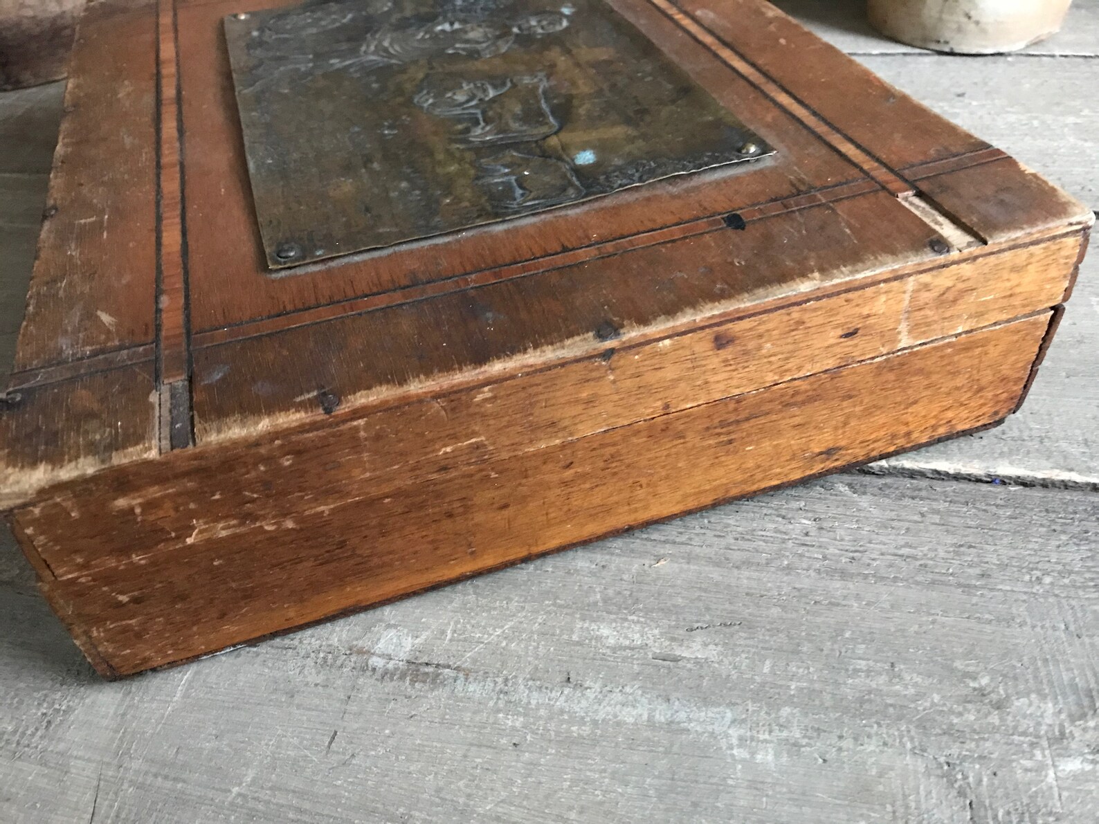 1920s French Rustic Copper Wood Box Paris Folk Art Art Deco | Etsy