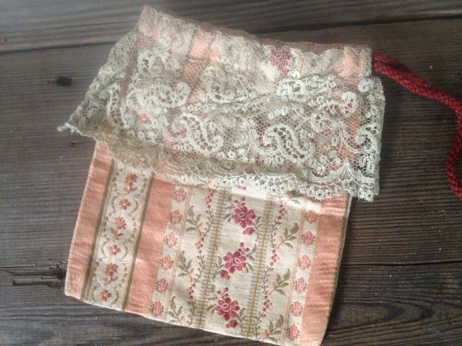 French Silk Brocade Lace Boudoir Bag Purse Hand Made Ca 1850s - Etsy