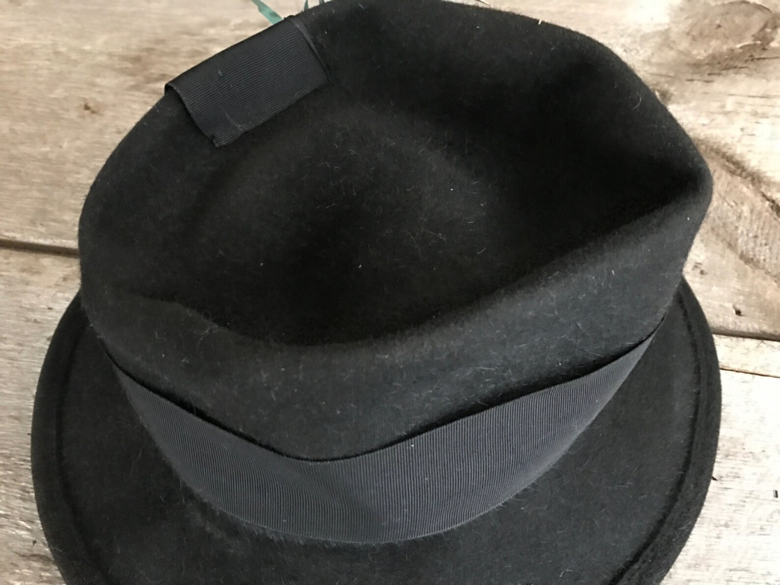 Ladies Black Mohair Felt Fedora With Feathers Leather - Etsy