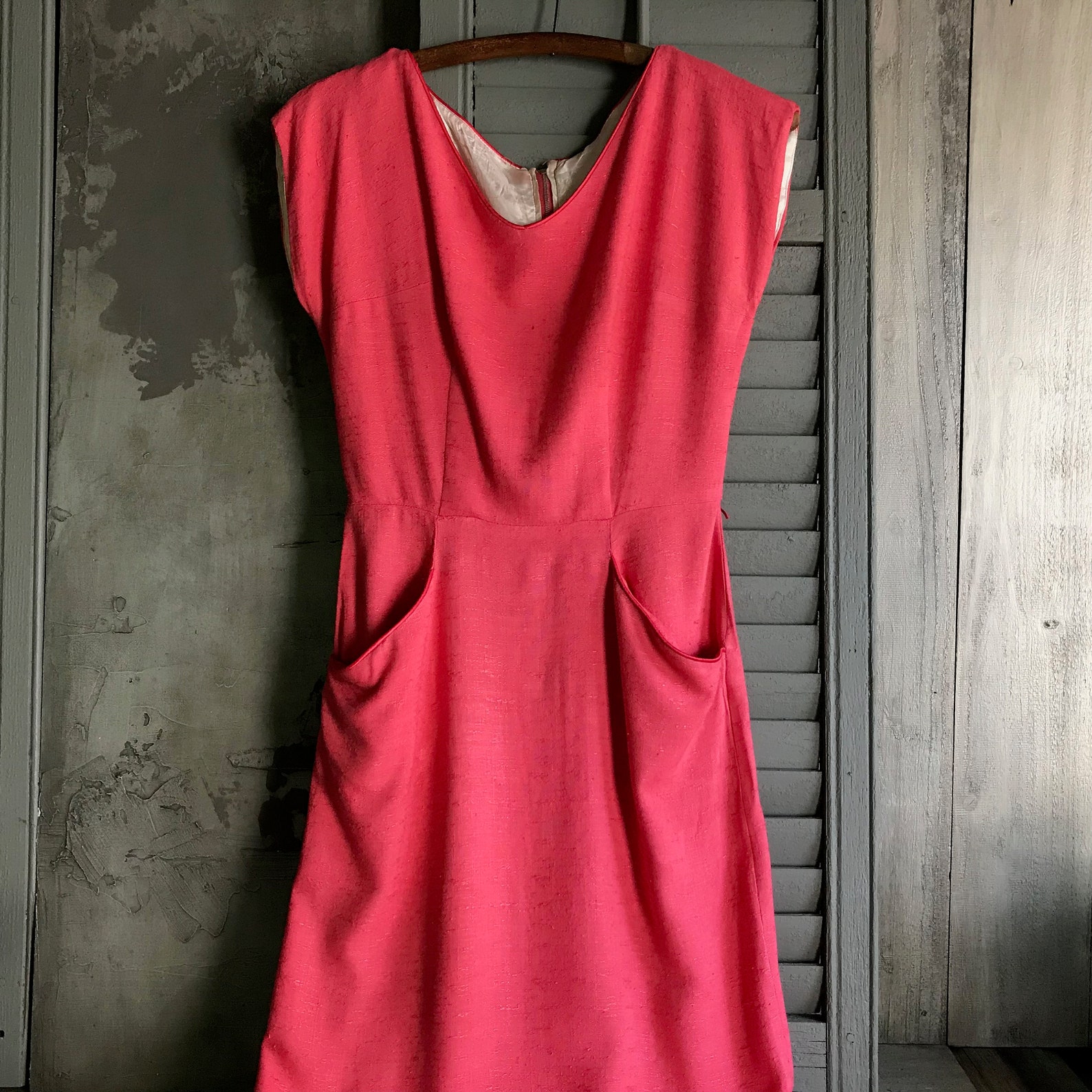 1950s Coral Linen Dress, Sleevless Retro Period Clothing - Etsy
