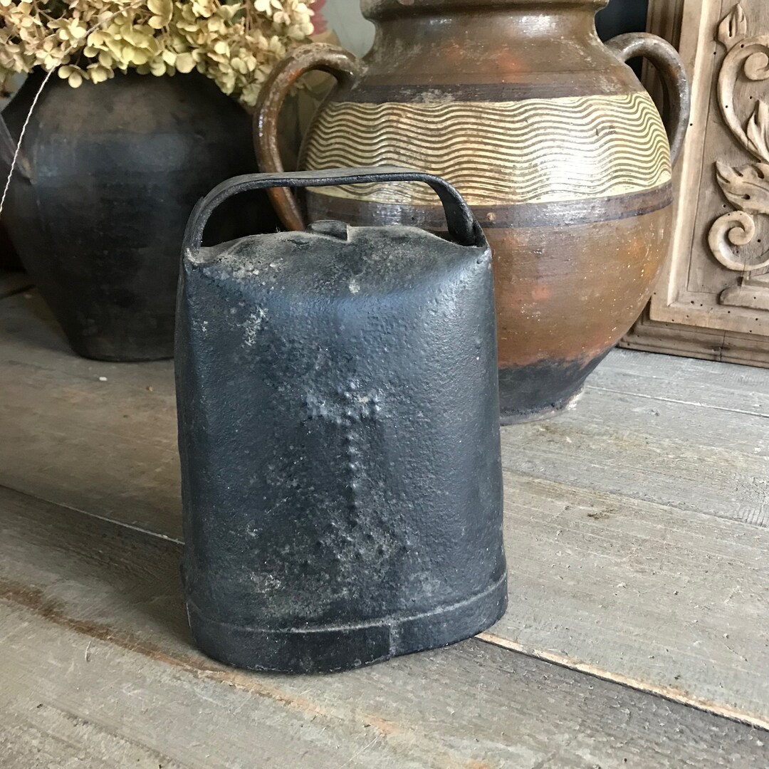 Antique French Cow Bell Iron Metal Primitive French Farmhouse - Etsy