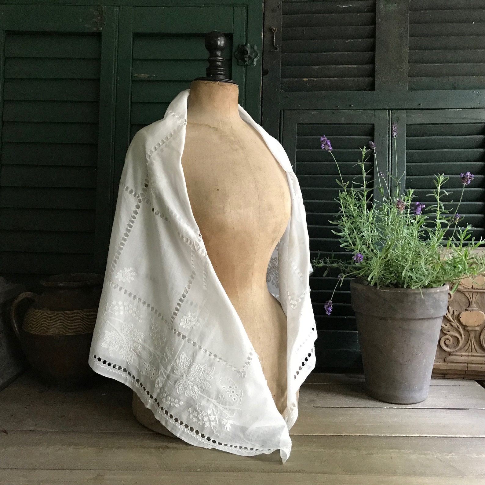18th C French Fichu Wedding Shawl Scarf Arlesienne Hand | Etsy