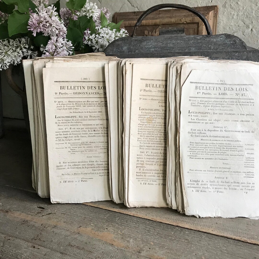 1830s French Legal Pamphlet Bundle, Bulletins, Unbound Frothy Pages ...