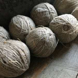 19th C French Chanvre Thread, Raw Linen Yarn, Home Hand Spun Linen ...