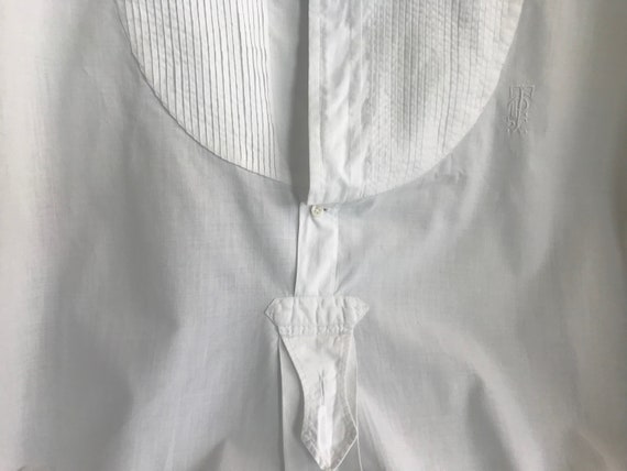 French Mens Gents Dress Shirt, White Cotton, Monogram… - Gem