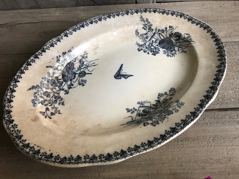 French Indigo Harvest Platter Indigo Blue Faïence Stoneware | Etsy