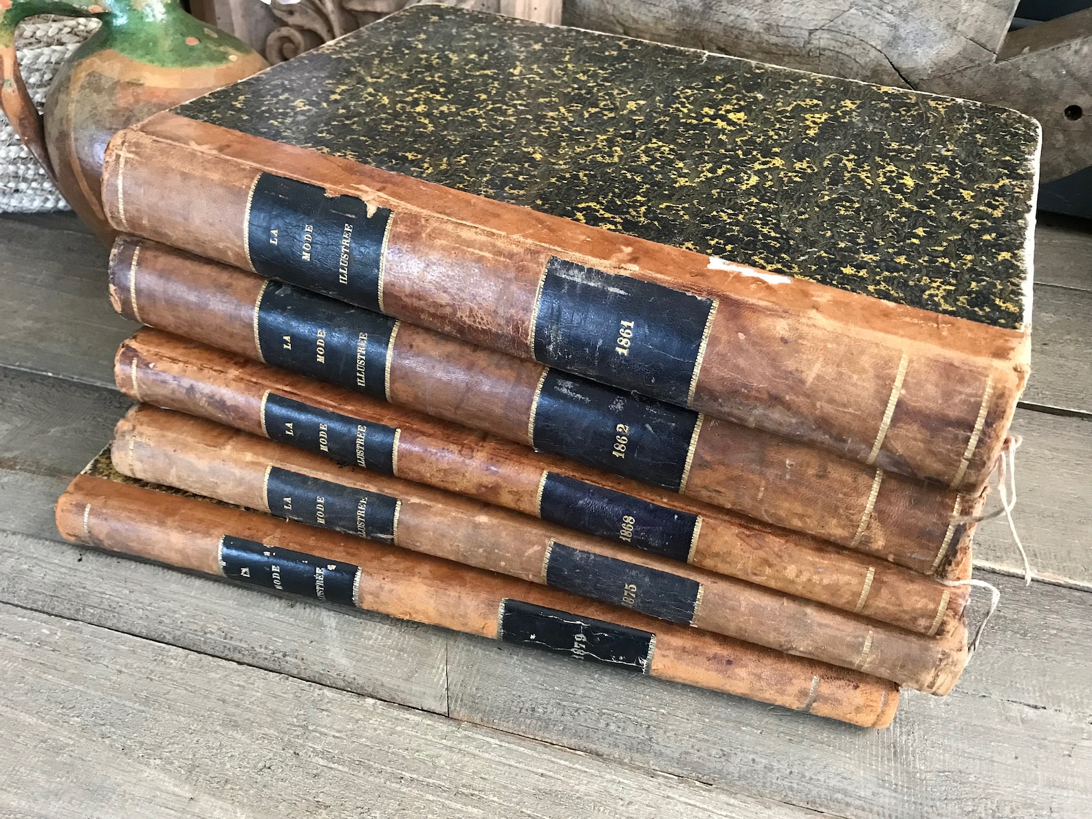 19th C French Leather Books 1860s La Mode Illustrée Fashion | Etsy