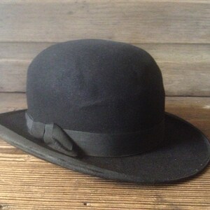 French Black Derby Bowler Hat Felt Grosgrain Ribbon Ladies Small - Etsy