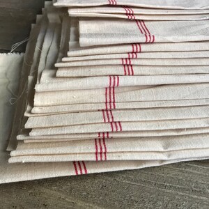 French Linen Torchon Bolt, Red Stripe, Tea Towel Fabric, Unused Bolt ...