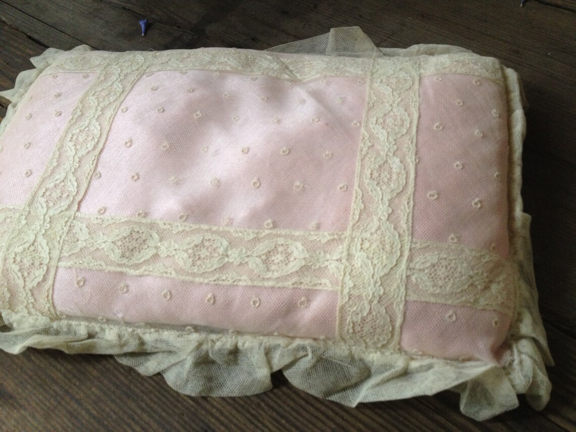 1 Normandy Pink Lace Pillow French Lace Pink Silk Wedding | Etsy