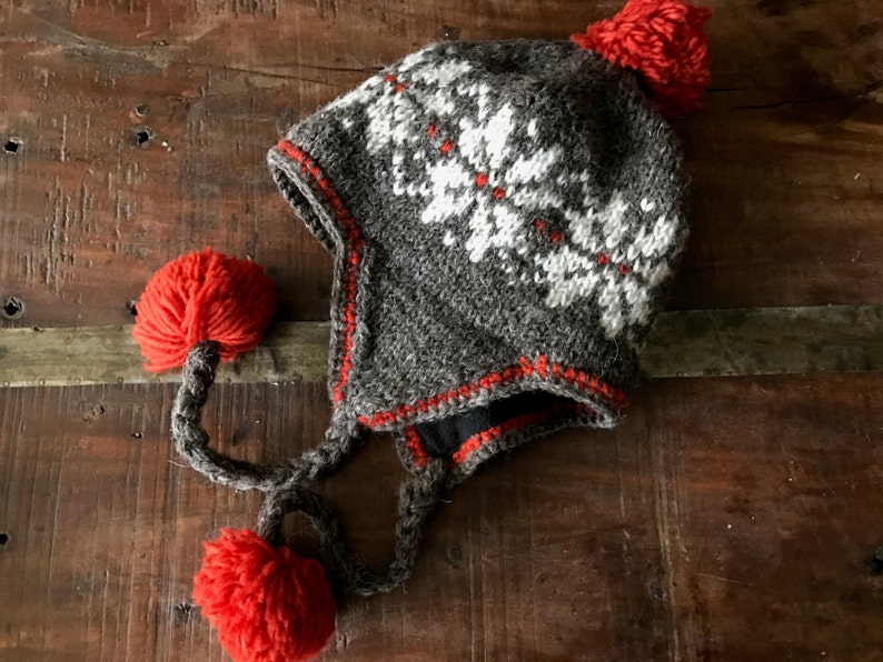 Hand Knit Vintage Wool Trapper Hat Ear Flaps Winter Warm | Etsy