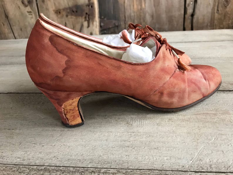 Edwardian Oxford Heels Shoes Pumps Antique Fabric Lace Up | Etsy