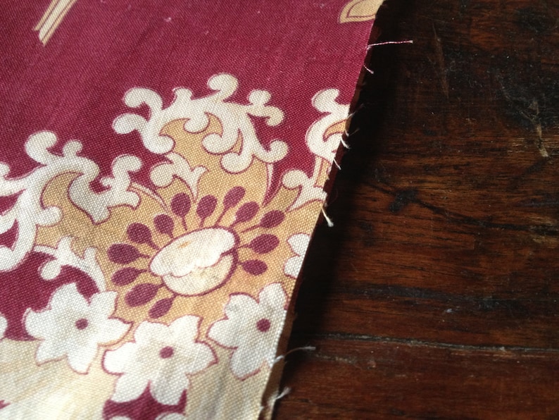 Red Floral Print Fabric French Art Nouveau Bold 1900 Sewing | Etsy