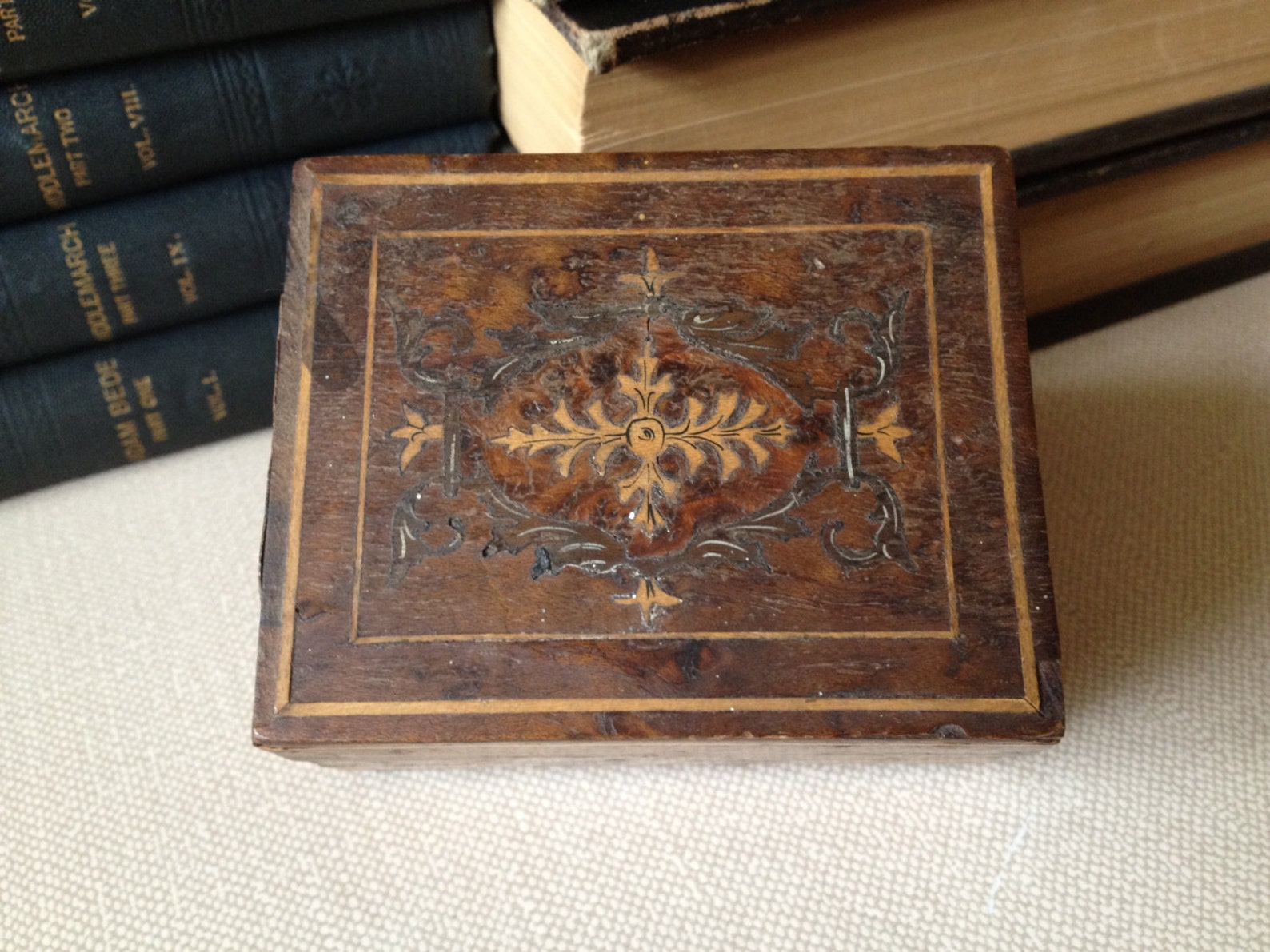 Vintage Wood Inlay Trinket Snuff Box Card Box Jewelry | Etsy