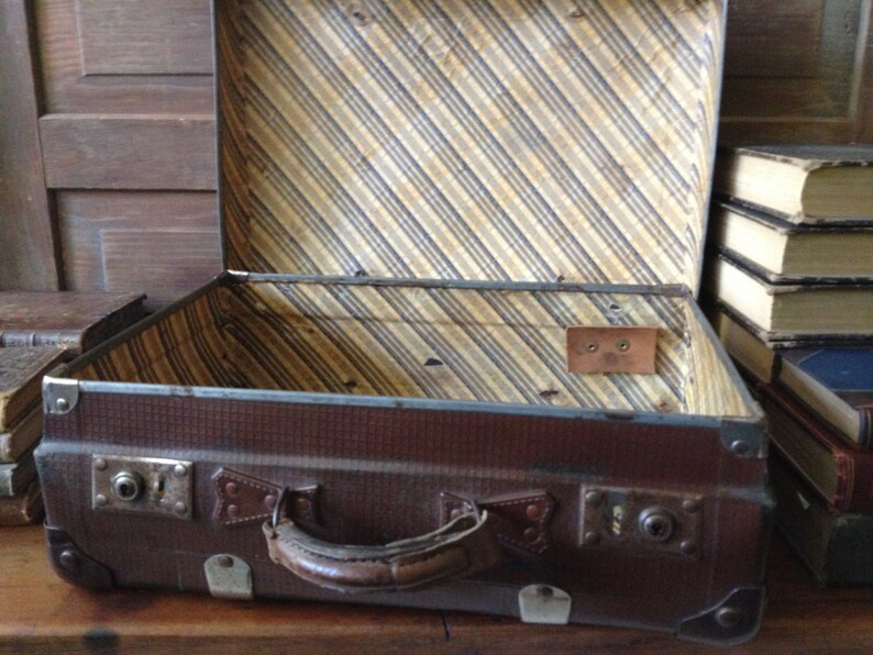 French Suitcase Luggage Brown Silver Metal Frame Case Leather - Etsy