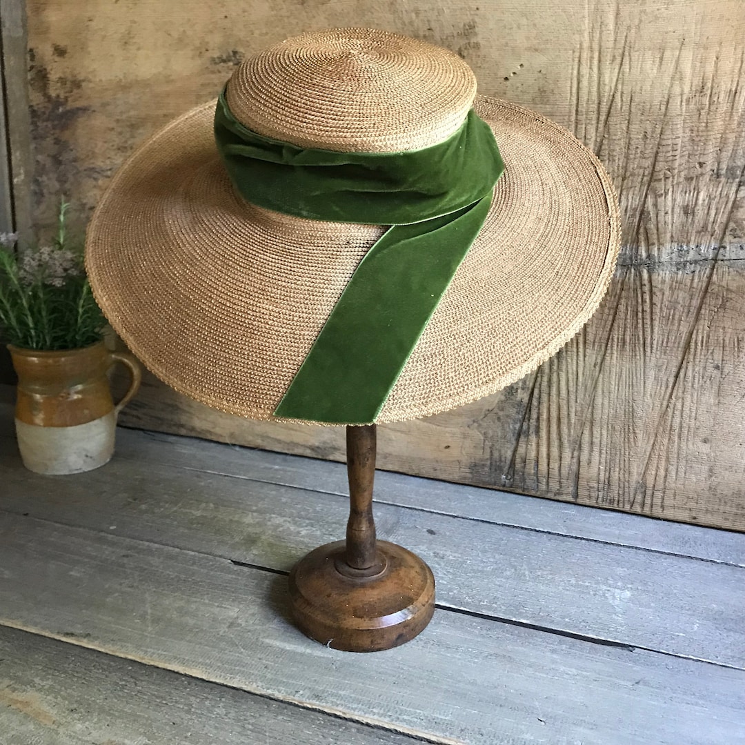 Antique French Straw Hat, Edwardian, Panama Straw Bonnet, Wide Brim ...