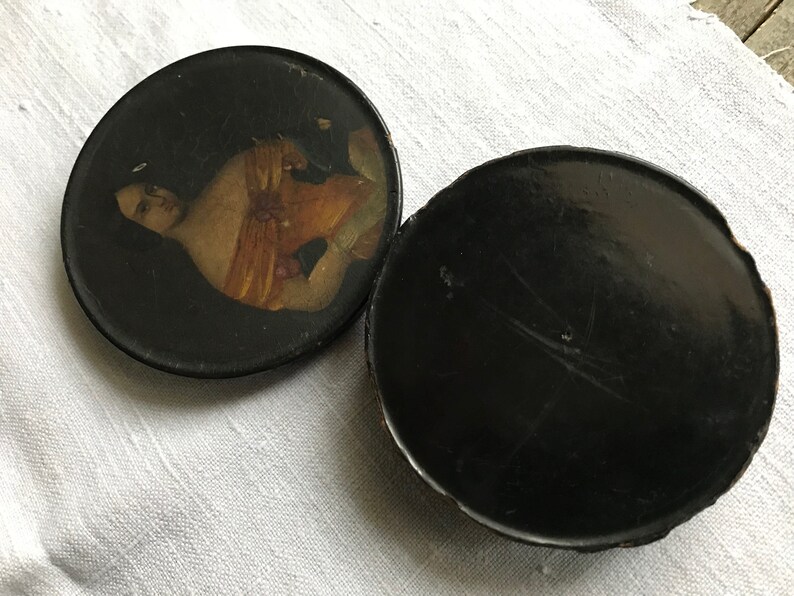 19th C Handpainted Snuff Box Lady Portrait Box Papier Mâché - Etsy