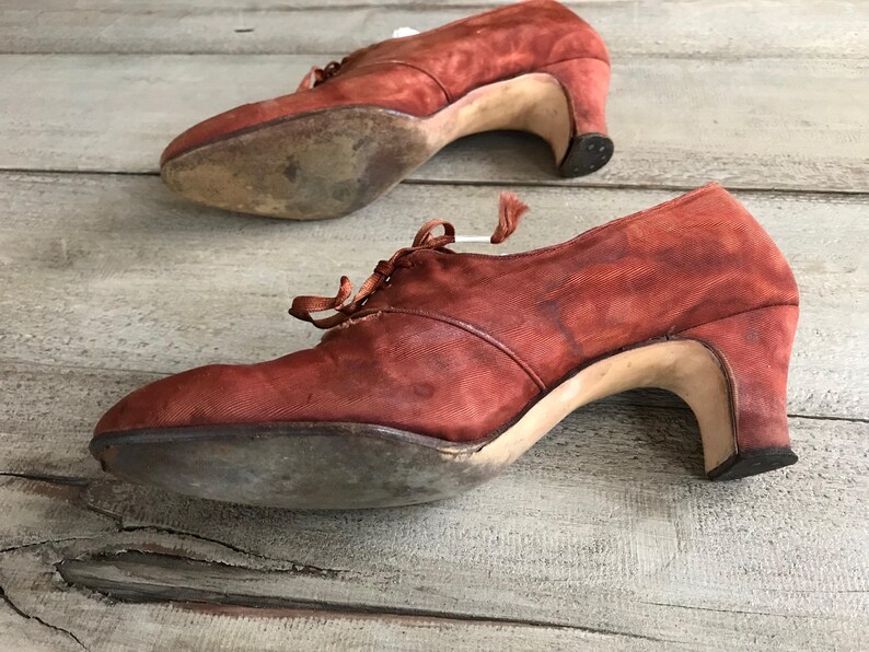 Edwardian Oxford Heels Shoes Pumps Antique Fabric Lace Up | Etsy