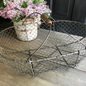French Wire Harvest Basket, Garden Trug, Carrier, Oysters, Rustic ...