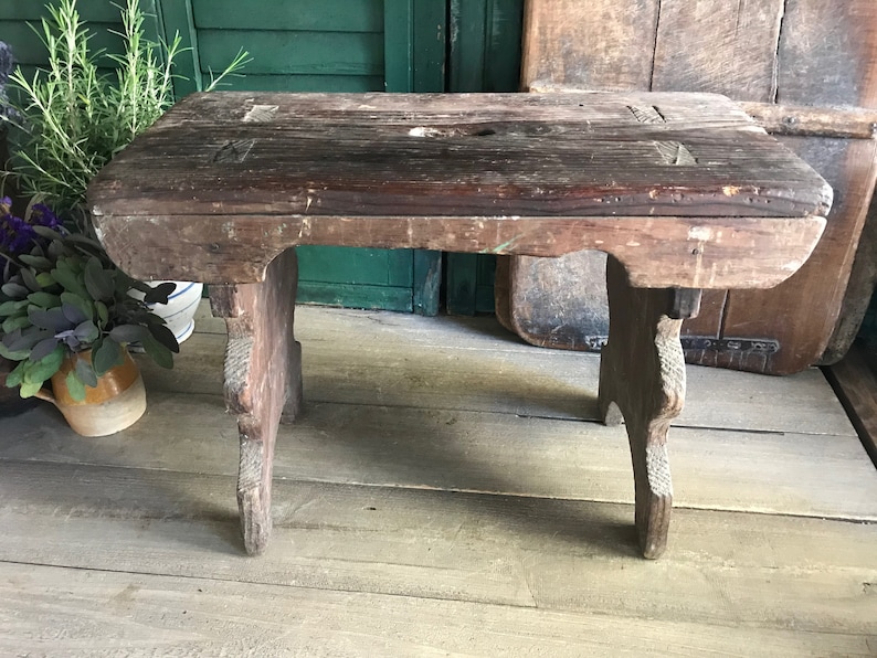 Rustic Wood Stool Charming Hardwood Bench European Farmhouse - Etsy