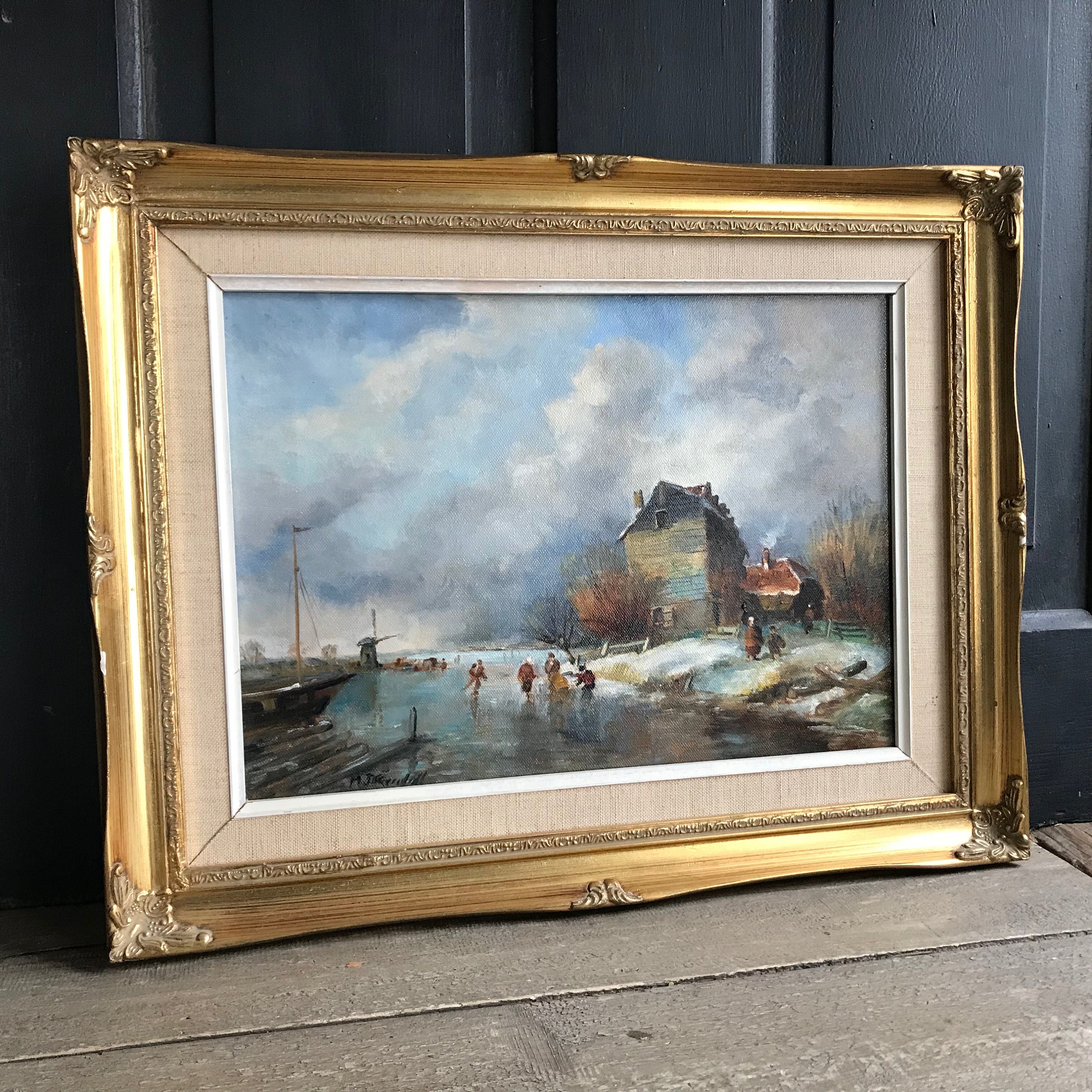 Oil on Canvas Painting, MJ Rendell, British Painter, Dutch Pastoral ...