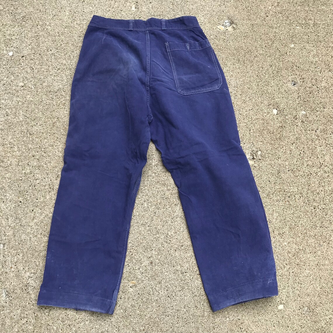 French Blue Cotton Trousers, Indigo Brushed Cotton, De Travail, Peasant ...